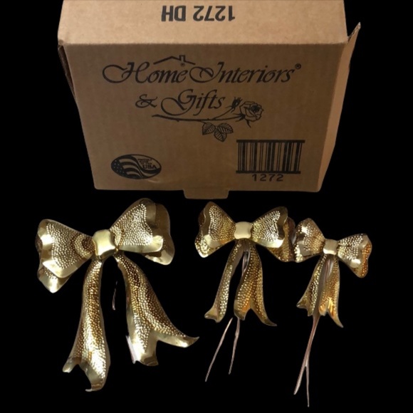 Home Interiors | Accents | Vintage Lightweight Gold Metal Bows Set Of 3 ...